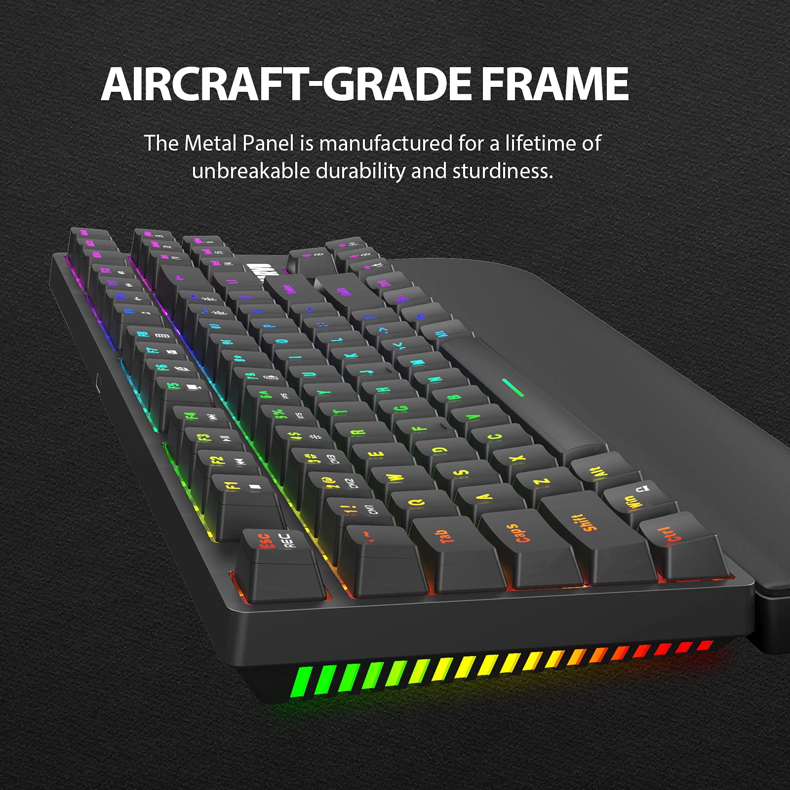Mechanical Gaming Keyboard, MARVO Gaming Keyboard with Adjustable RGB Backlighting, PBT Keycaps, Spill-Resistant Design,Leather Wrist Rest. Gaming Keyboard for Desktop, Computer, PC