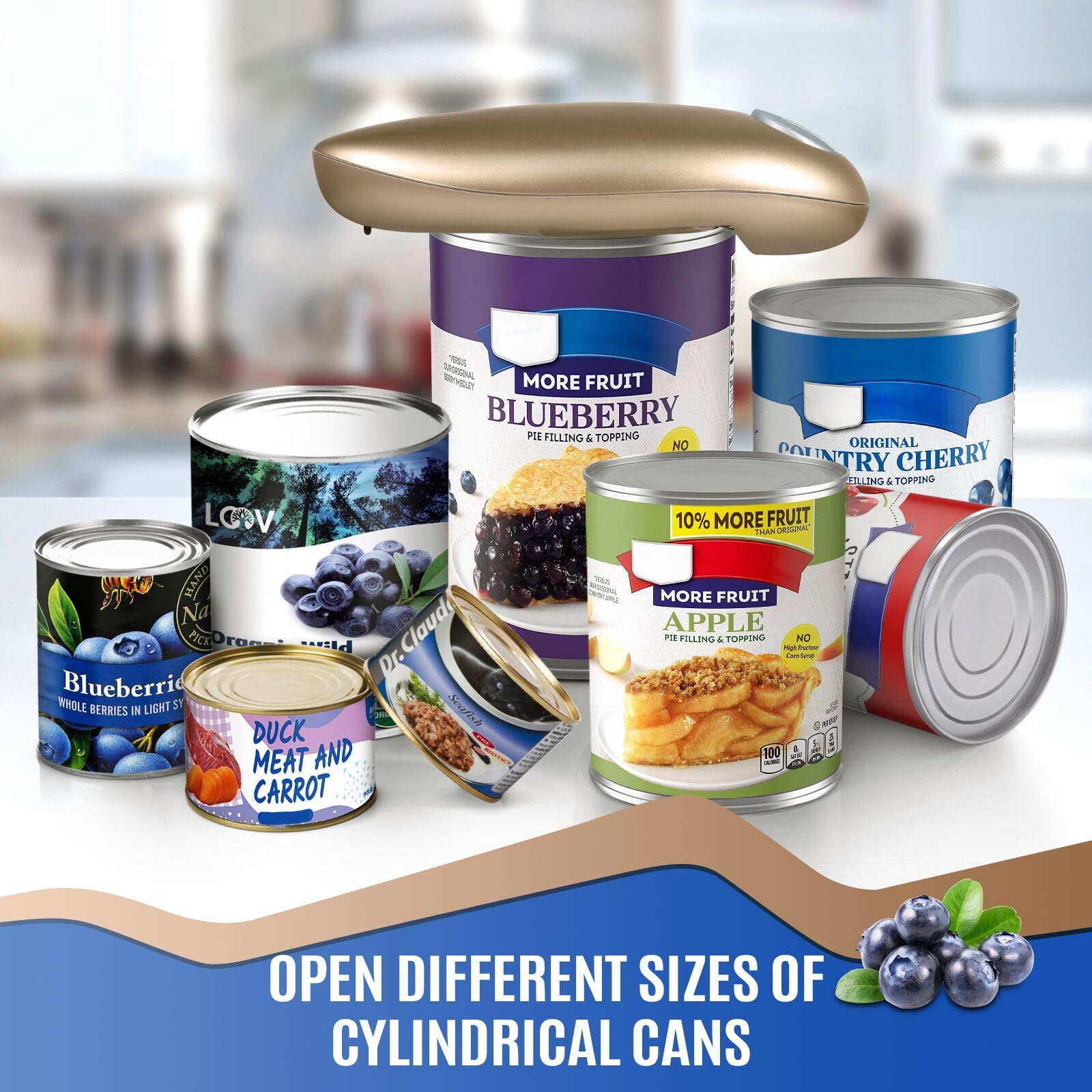 One Touch Electric Can Opener Easily Open Any Can Sizes with Smooth Edge, Food-Safe & Battery Operated Can Opener for Kitchen, Automatic Can Opener Hands Free for Weak Hands and Seniors with Arthritis