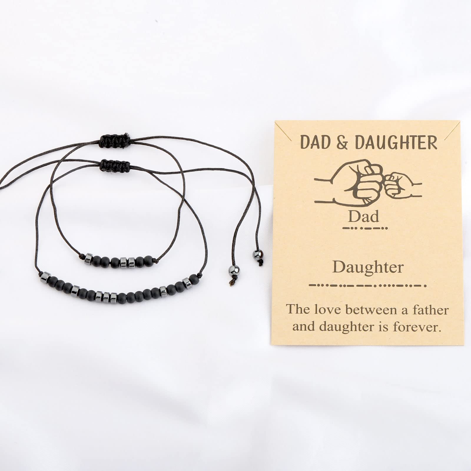 LQRI Dad and Daughter Matching Morse Code Bracelets Father Daughter Gift The Love Between A Father and Daughter Is Forever (Dad and Daughter)