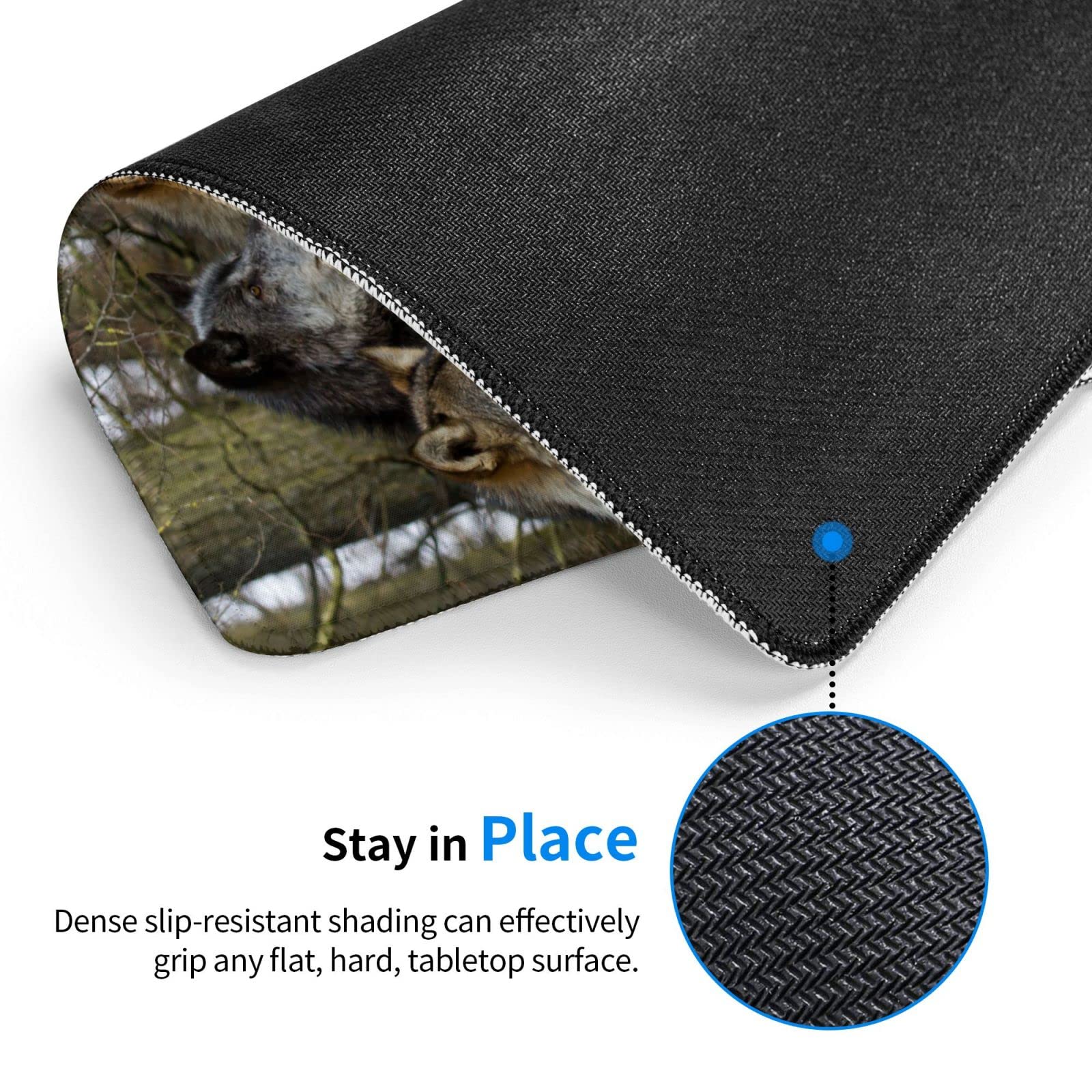 Handsome Wild Wolves Mouse Pad Anti-Slip Forest Natural Animal Artistic Print Gaming Mouse Pad for Laptops Office Computer Mouse Pads 7.9" x 9.5"