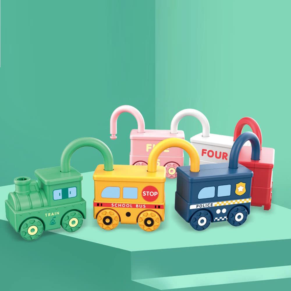 miYou Kids Matching Locks Game Toy with Keys Numbers Matching Early Preschool Educational Toys Train