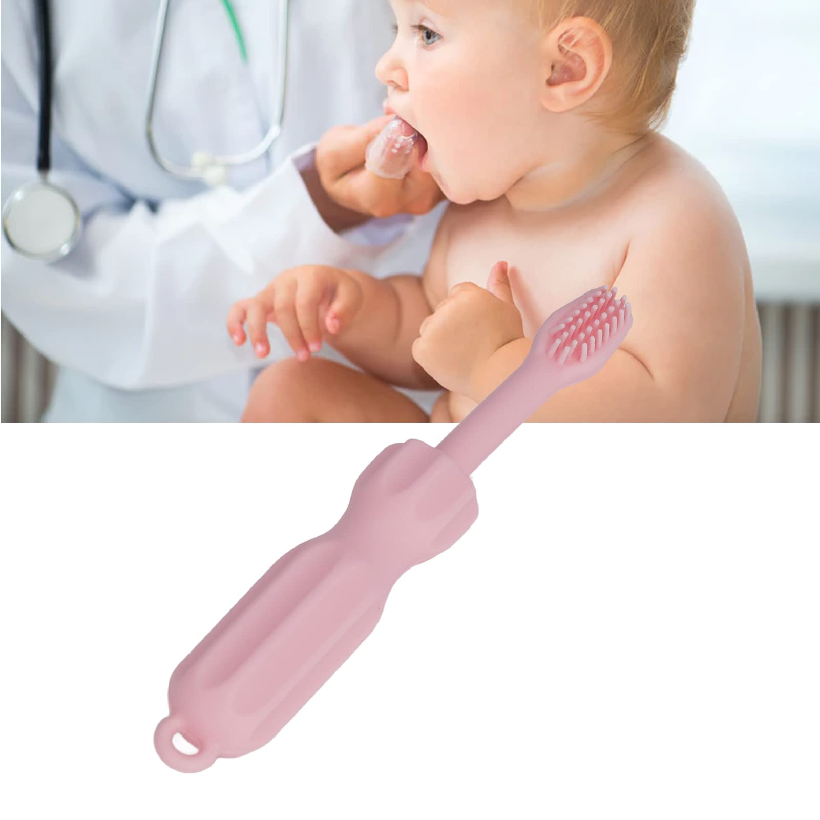 Rendon Baby Silicone Molar Toothbrush Harmless Baby Molar Toothbrush Easy to Clean Teeth 2 in 1 (Pink)