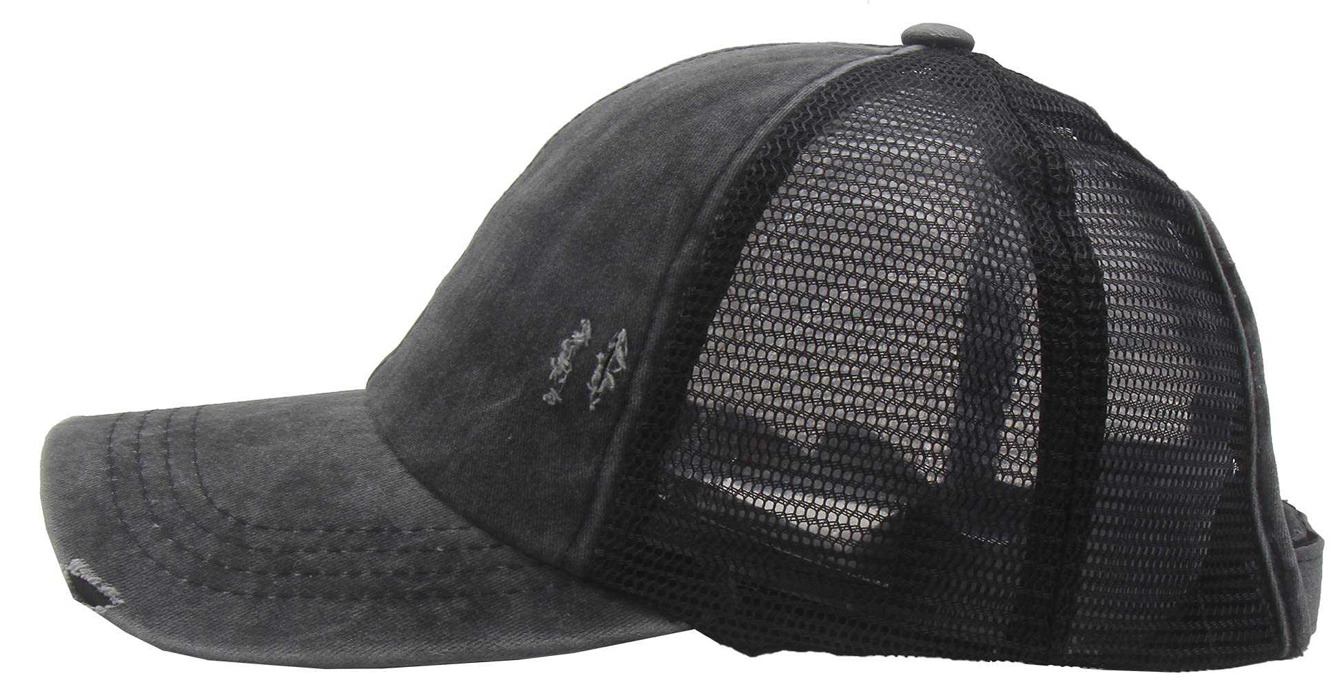 KKMKSHHG Criss Cross Baseball Caps, Women Ponytail Mesh Hat Distressed High Messy Bun Trucker Ponycap Pink