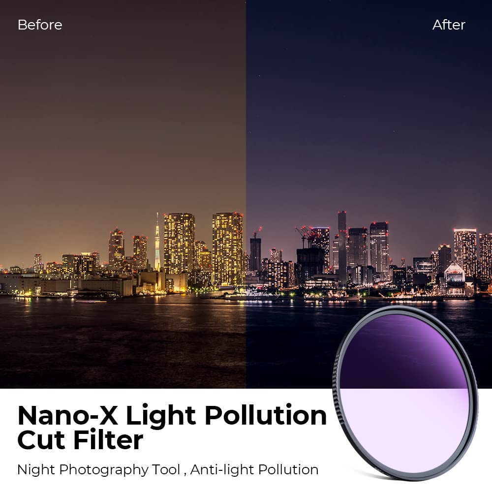 K&F Concept 82mm Clear-Natural Night Filter Light Pollution Reduction Filter for Night Sky/Star (Nano-X Series)
