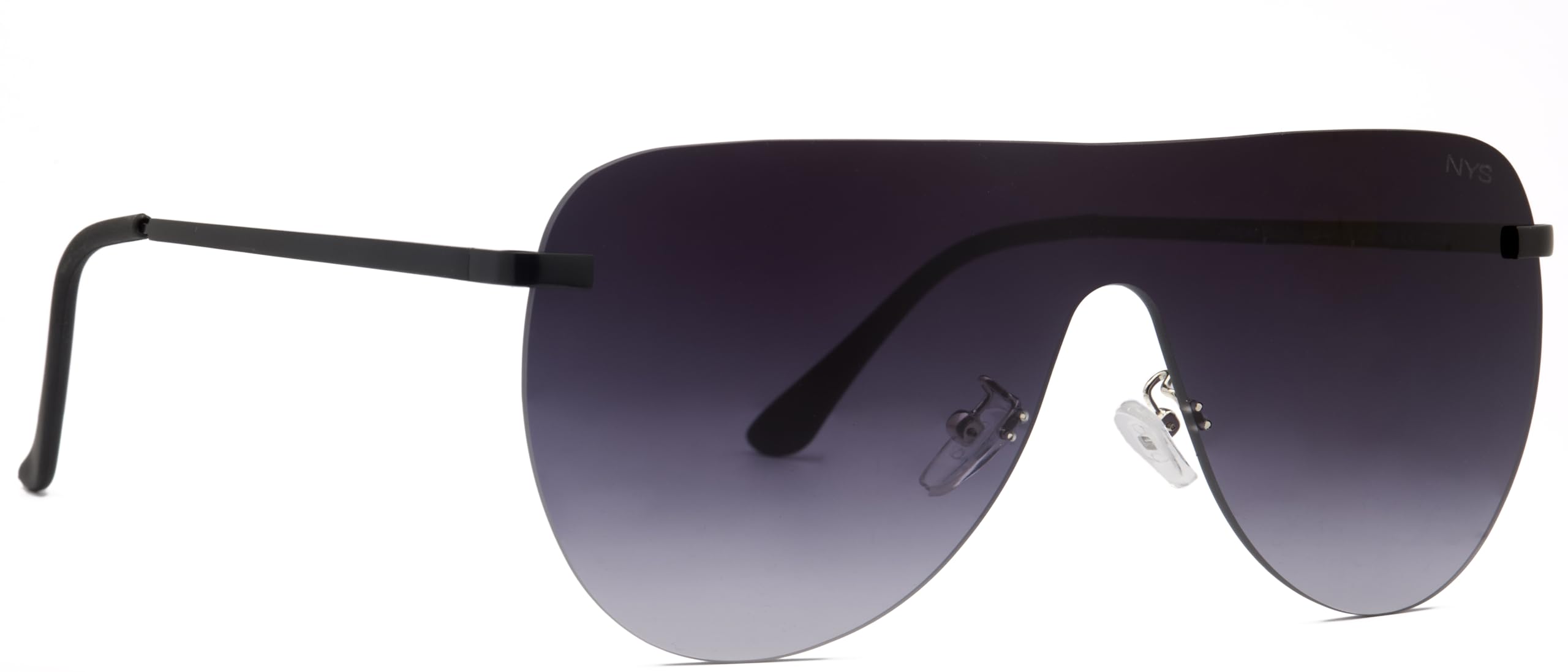 NYS Collection Flat Top Shield Metal Aviator Sunglasses for Men Women 100% UV400 Protection (Clear)