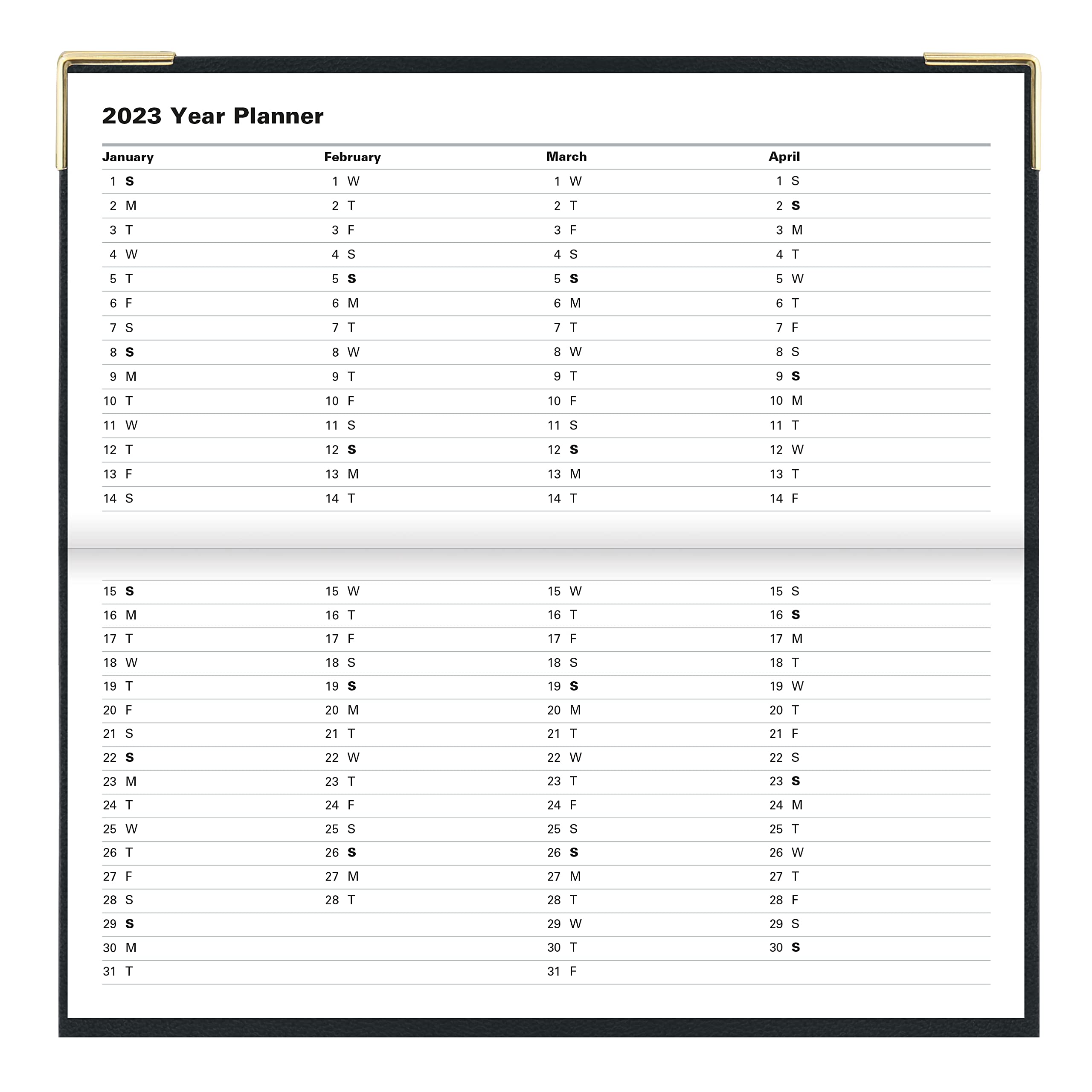 Letts of London 12S Daily Planner, Day Per Page, Classic Slim Month Per Page, 13 Months Jan 2023 - Jan 2024, Landscape Diary 2023 6 5/8" 3 1/4" (Black)