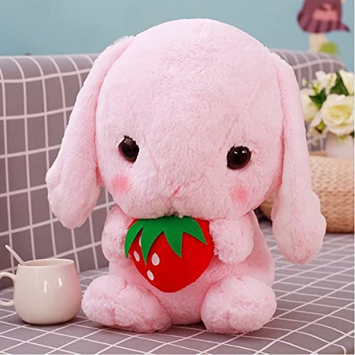 PERUKOYO Easter Plush Easter Bunny Plush Toys Cute Animal Bunny Stuffed Doll Toy Easter Basket Stuffers Gift for Kids Easter Decoration (Pink+White 8.6")