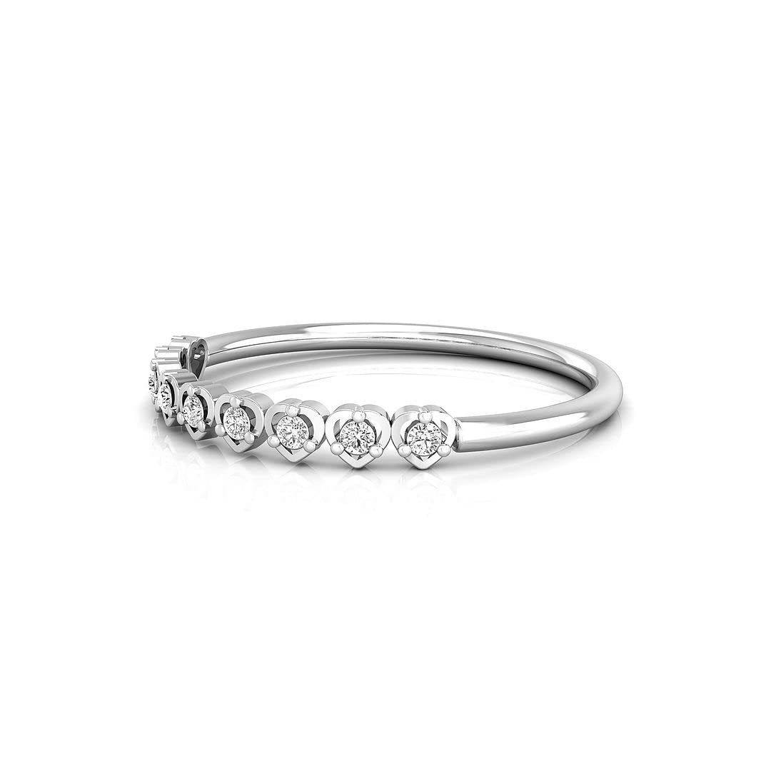 Octa Pearl 1/10 Carat Cubic Zirconia Round Stone Heart Shape Half Eternity Band In 925 Sterling Silver (VVS, 0.07 CTW/ 8US)