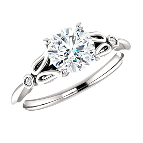 Moissanite Engagement Rings, 1.02 CT Colorless VVS1 Clarity Round Cut Solitaire Diamond Moissanite Ring, 925 Sterling Silver, Wedding Bridal Rings, Vintage Ring Perfact for Gift Or As You Want (7)