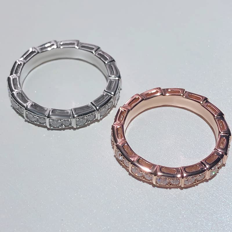 LYNLYN Silver Set Diamond Serpentine Matching Wedding Ring Chic and Elegant Design Zirconia Women's Liyannan (Gem Color : SJ1305, Ring Size : 8)