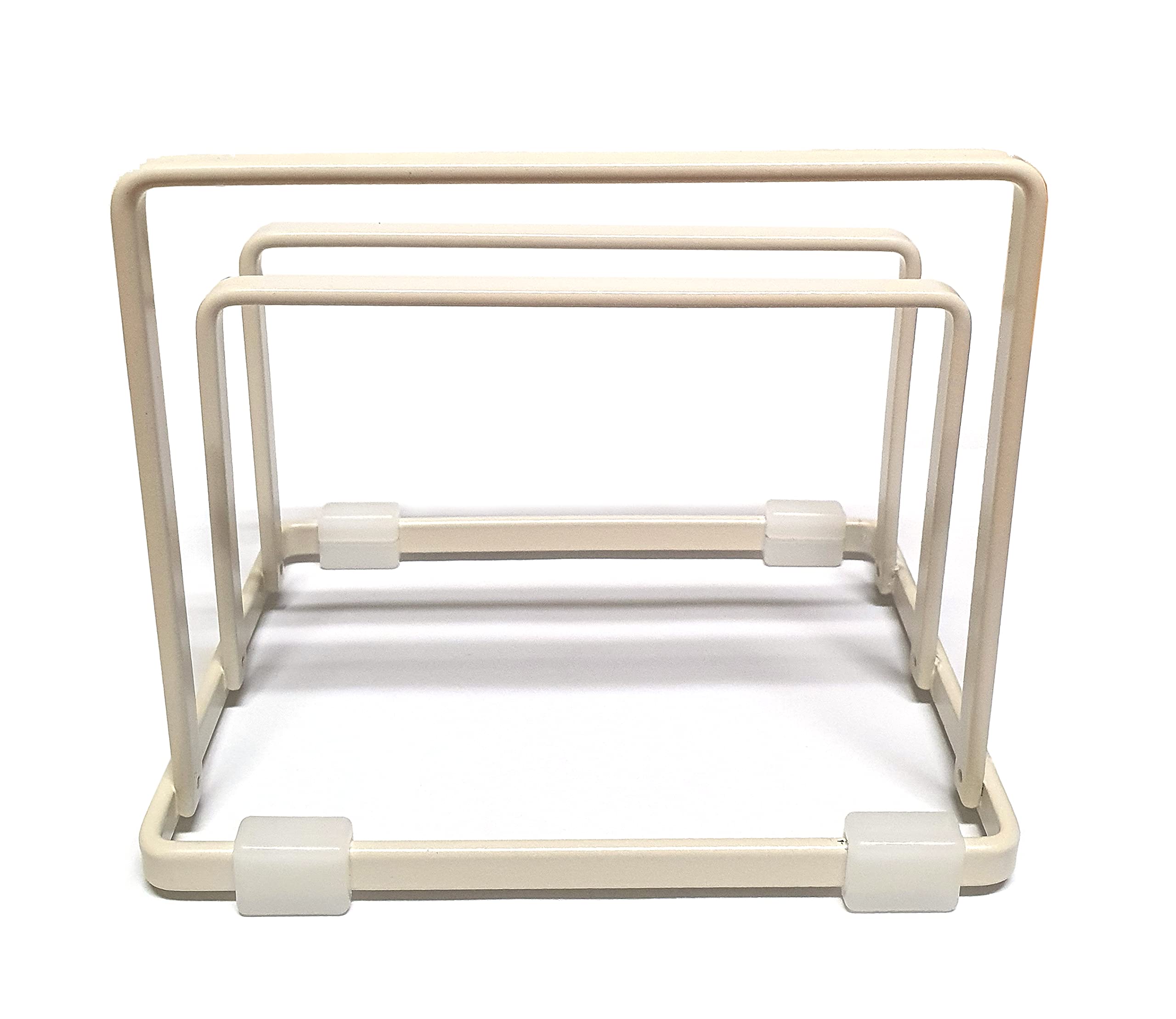 LENITH Cutting Board Rack Chopping Board Organizer Stand Holder Kitchen Countertop Pots Pan Lids Rack Organizer (Small_Cream Color)