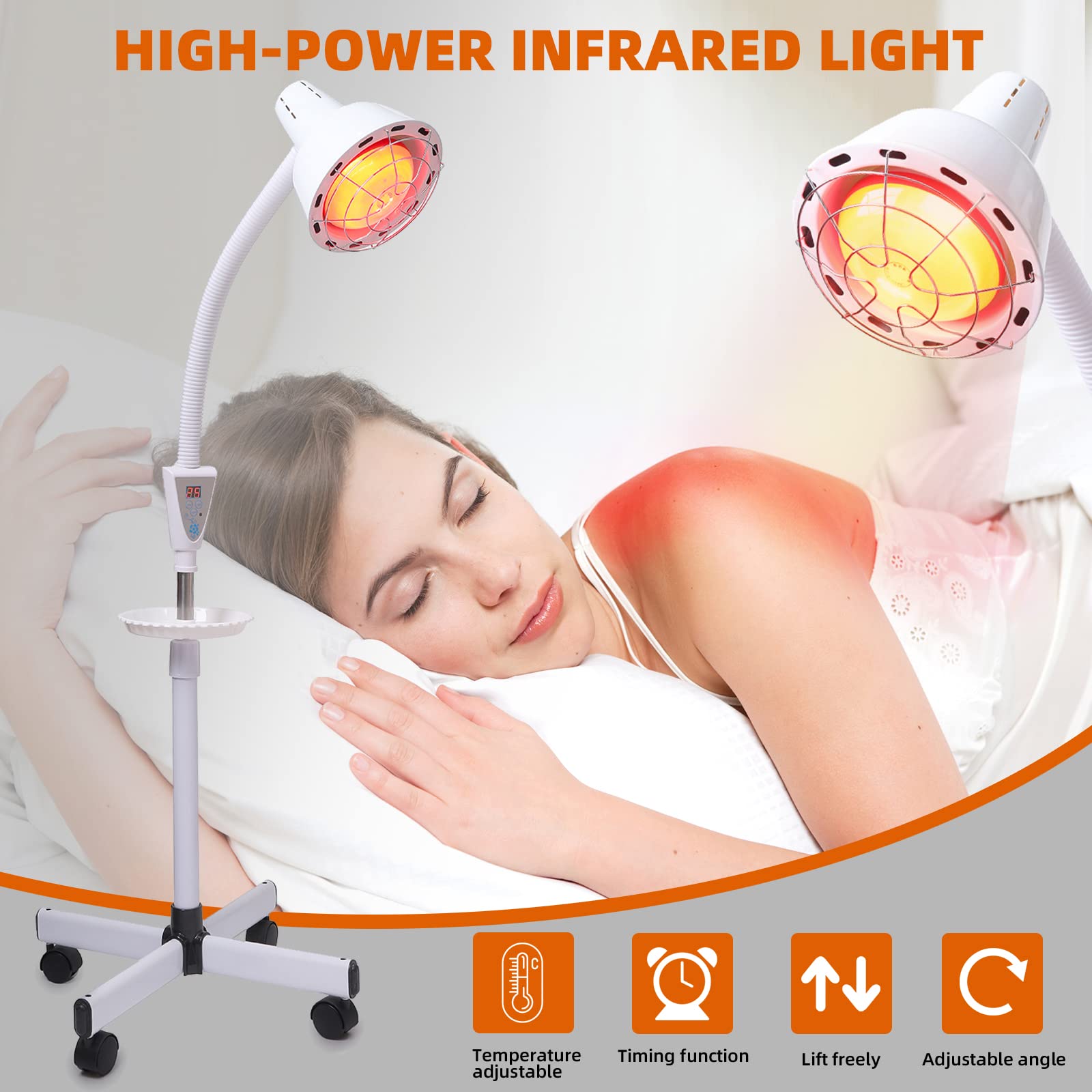 Infrared Light,White 275W Near Red Infrared Heat Lamp for Relieve Joinpt Pain and Muscle Aches
