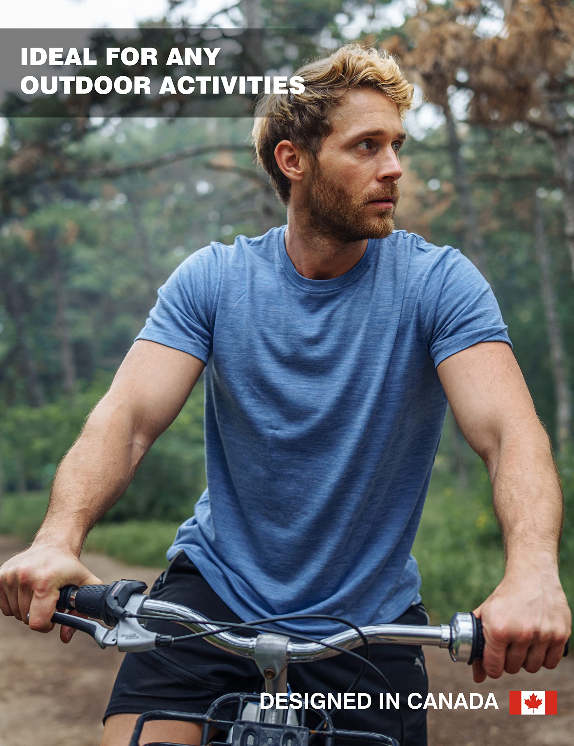 Merino.tech Merino Wool T-Shirt Mens - 100% Organic Merino Wool Undershirt Lightweight Base Layer (Large, Navy)