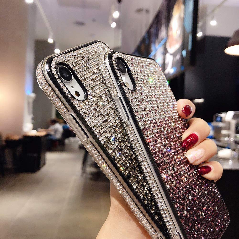 LINYUNE for iPhone 13 Pro Max Gradient Bling Case with Glitter Sparkle Diamond, Shiny Crystal Rhinestone TPU Bumper pro maxtective Cover for iPhone 13 pro maxx, 6.7 inch Laser Silver