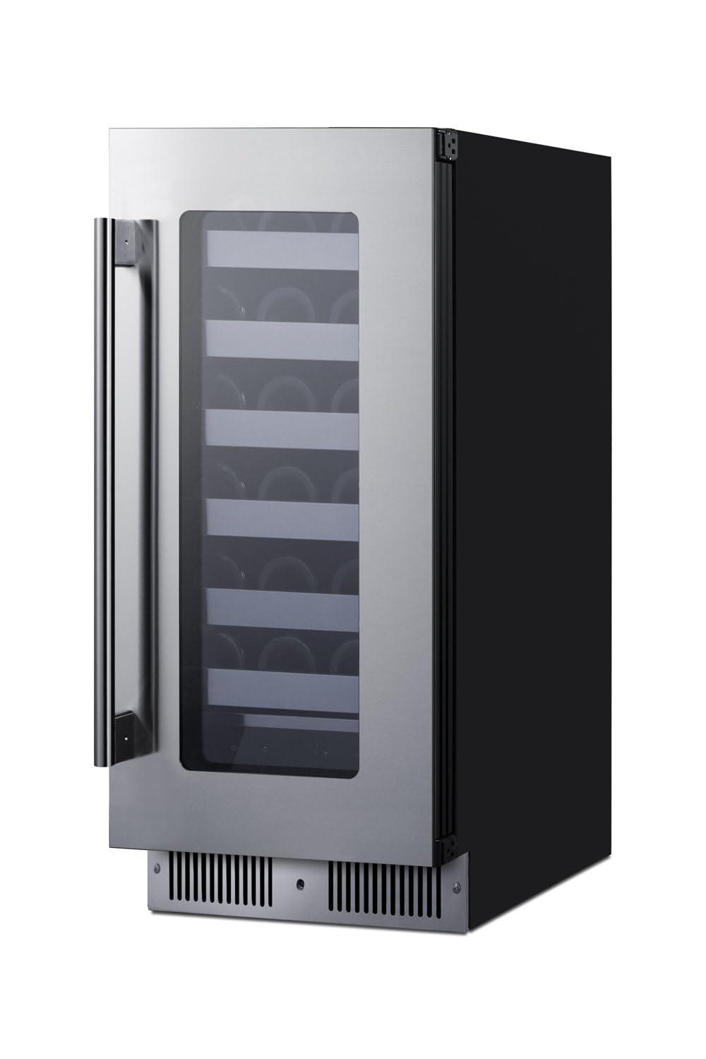 Summit 15 Inch Wine Cellar Shallow Depth Wine Refrigerator, Dimmable LED Light, Lock, Commercial or Residencial Use- SDHW1532LHD (LHD, Stainless Steel)