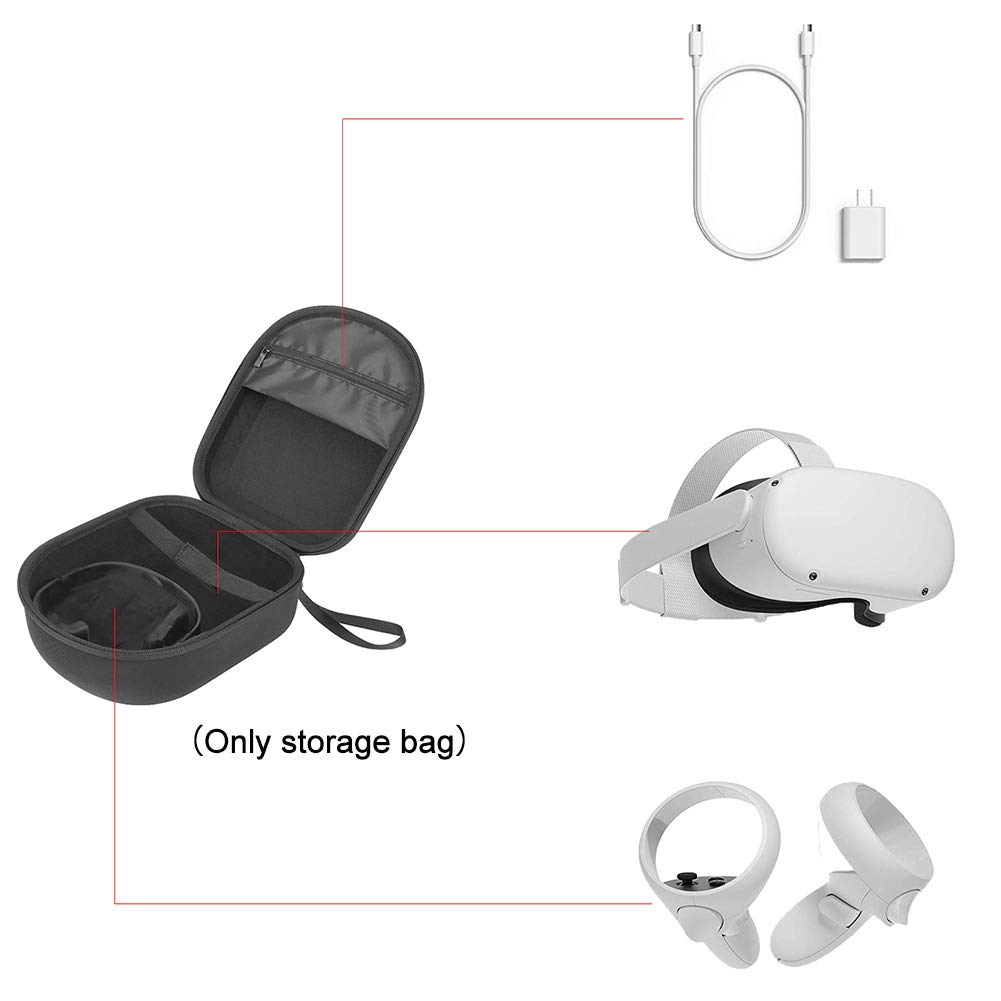 Just E Joy Travel Case for Oculus Quest 2 Hard EVA Carrying Case w/Handle & Mesh Bag for VR Gaming Headset & Controller Waterproof & Shockproof Full Protection Storage Bag