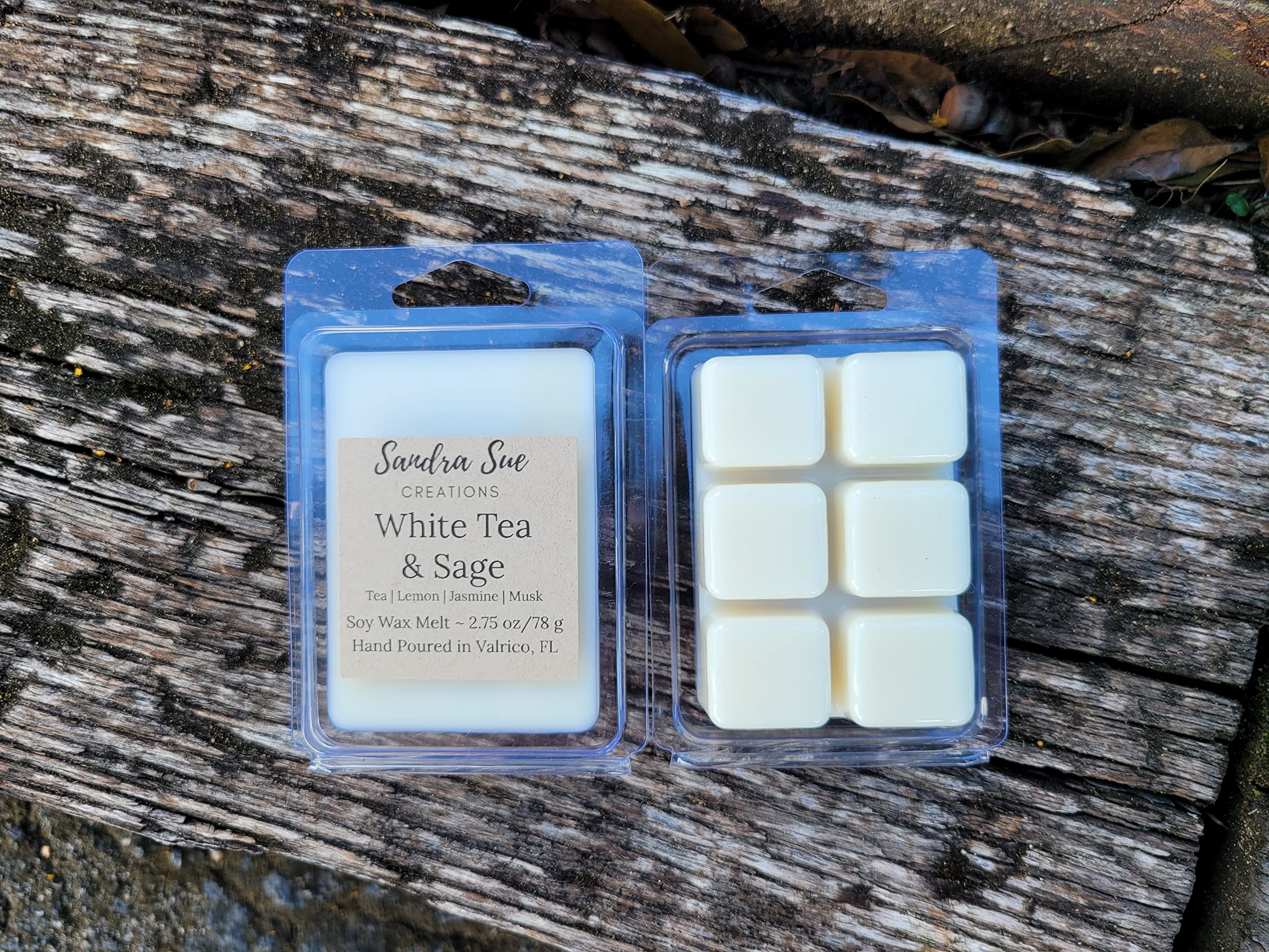 Sandra Sue Creations White Tea & Sage Soy Wax Melt, All Natural, Highly Fragrant, Long Lasting
