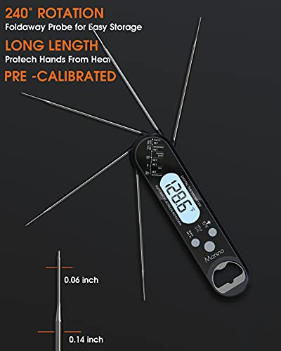 Meat Thermometer,Instant Read Meat Thermometer for Cooking, Fast & Precise Digital Food Thermometer with Backlight, Magnet, Calibration, and Foldable Probe for Deep Fry, BBQ, Grill, and Roast Turkey.