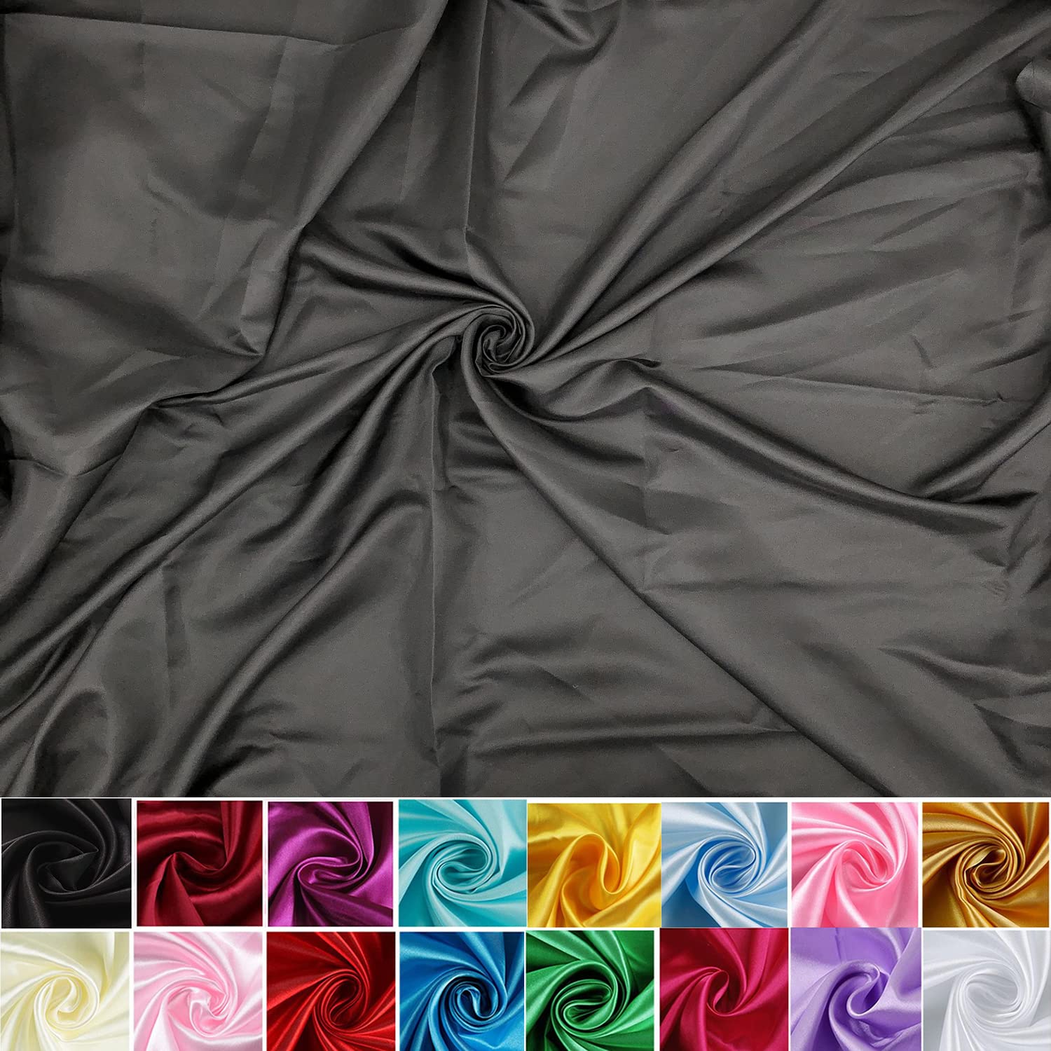 HOTGODEN Satin Fabric:2,5 Yards Vine Solid Silky Satin Fabric by The Yard 60" Wide for Wedding, Bridal, Decoration, Fashion, Apparel Crafts