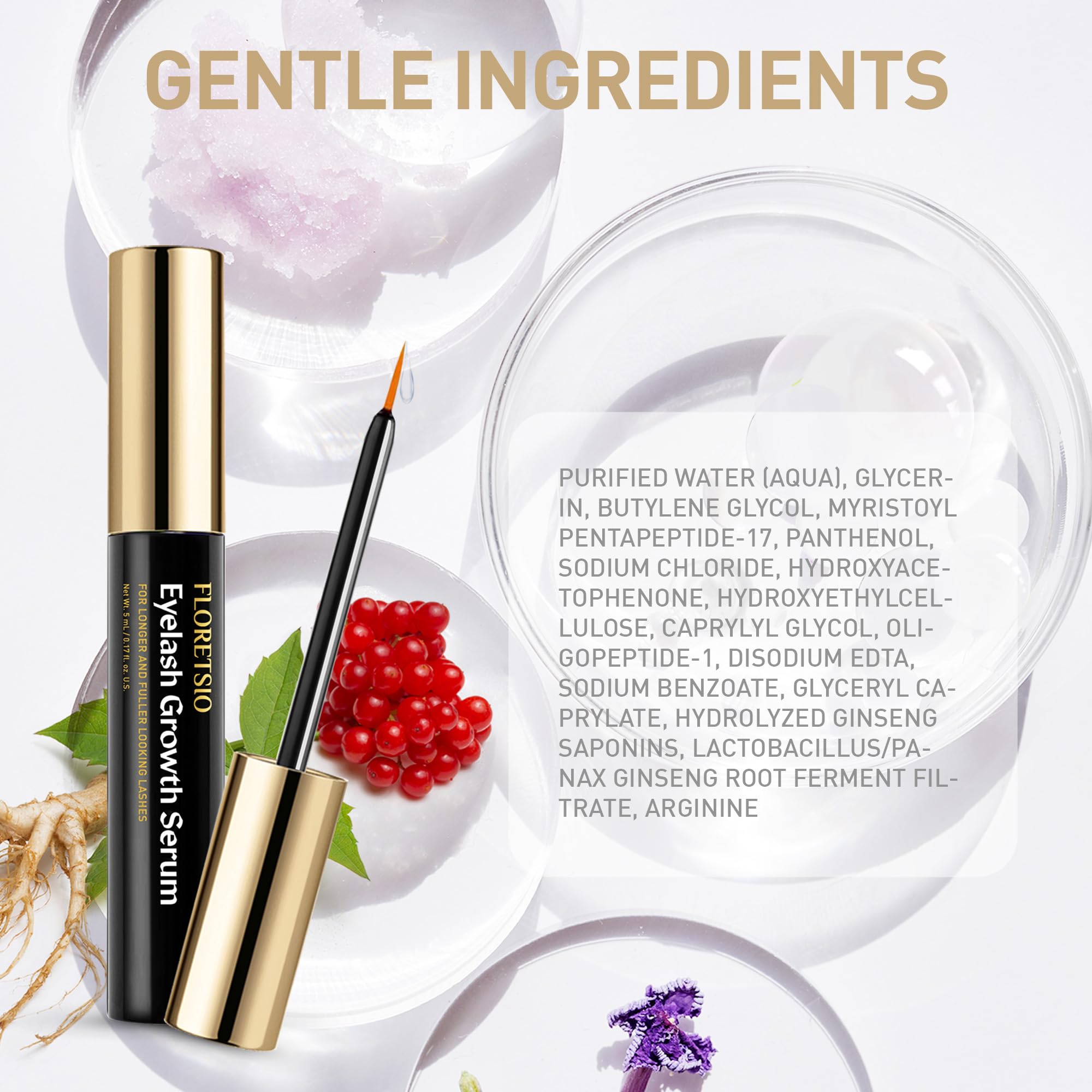 Lash Serum for Eyelash Growth & Enhancing: 0.15 OZ Irritation-Free Eyelash Growth Serum for Longer Thicker and Fuller Looking Natural Lashes & Lash Extensions