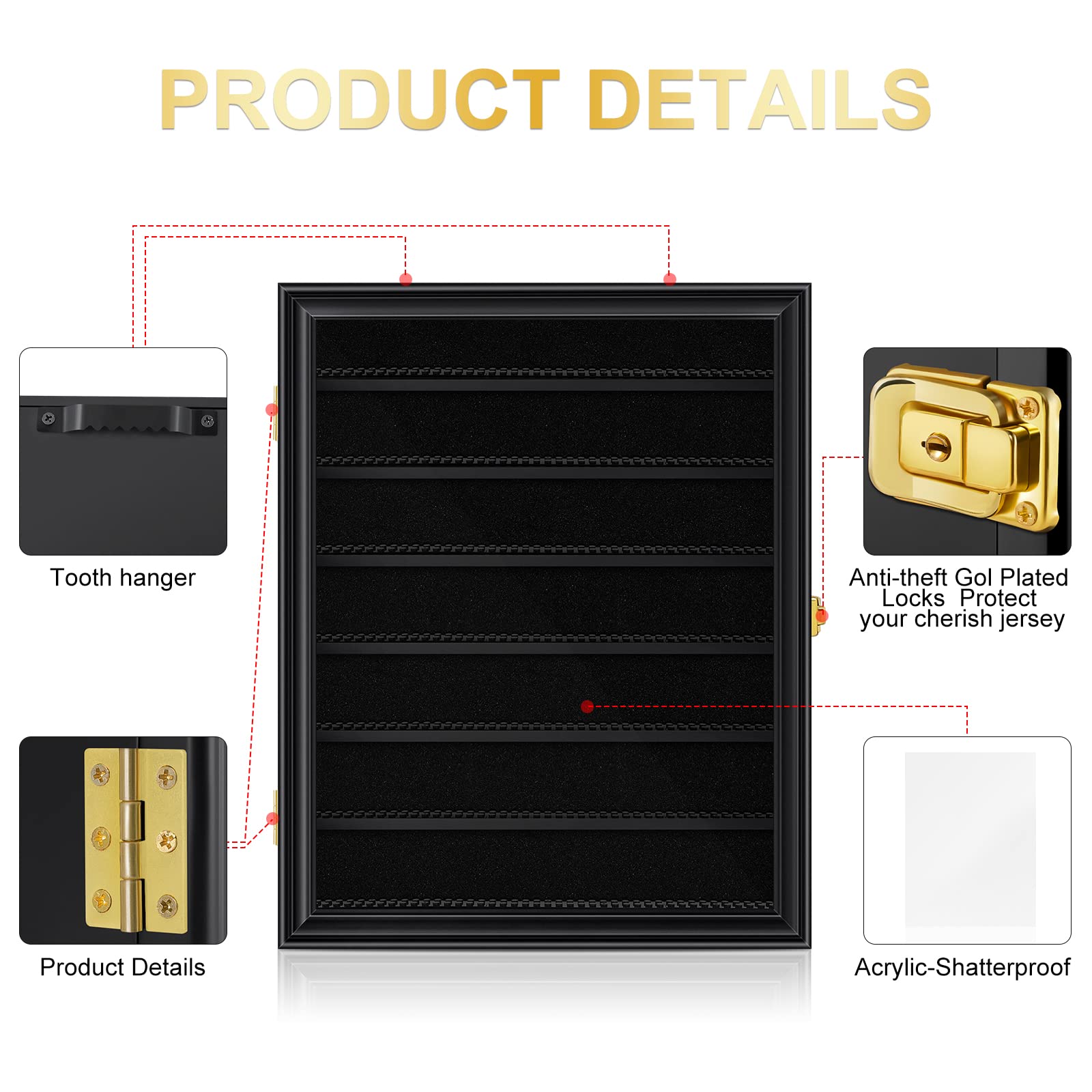 Mlikero Minifigure Display Case, 7 Rows Display Cases for Collectibles Wall Mount with 98% UV Protection Acrylic Door Clear View for Small Objects Lockable Large Black