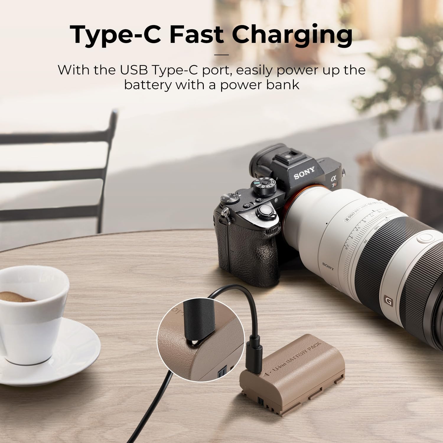 K&F Concept 2 Pack LP-E6NH Battery Replacement with Type-C Charging Port for Canon EOS 90D 80D 70D 5D Mark II III IV 5DS SR 6D 6D Mark II R5 R6 R6 II R7, 2250mAh