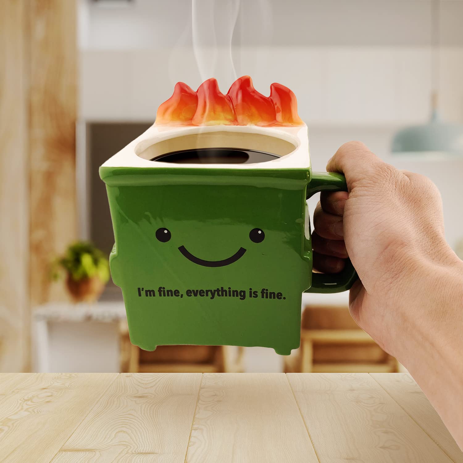 Kwirkworks Mug Dumpster Fire Ceramic Novelty - 20oz Capacity, Fun Gift for Coffee and Tea Lovers Eye-Catching Design, Premium Quality Construction, Ideal Home Office Use (MGDUMP)