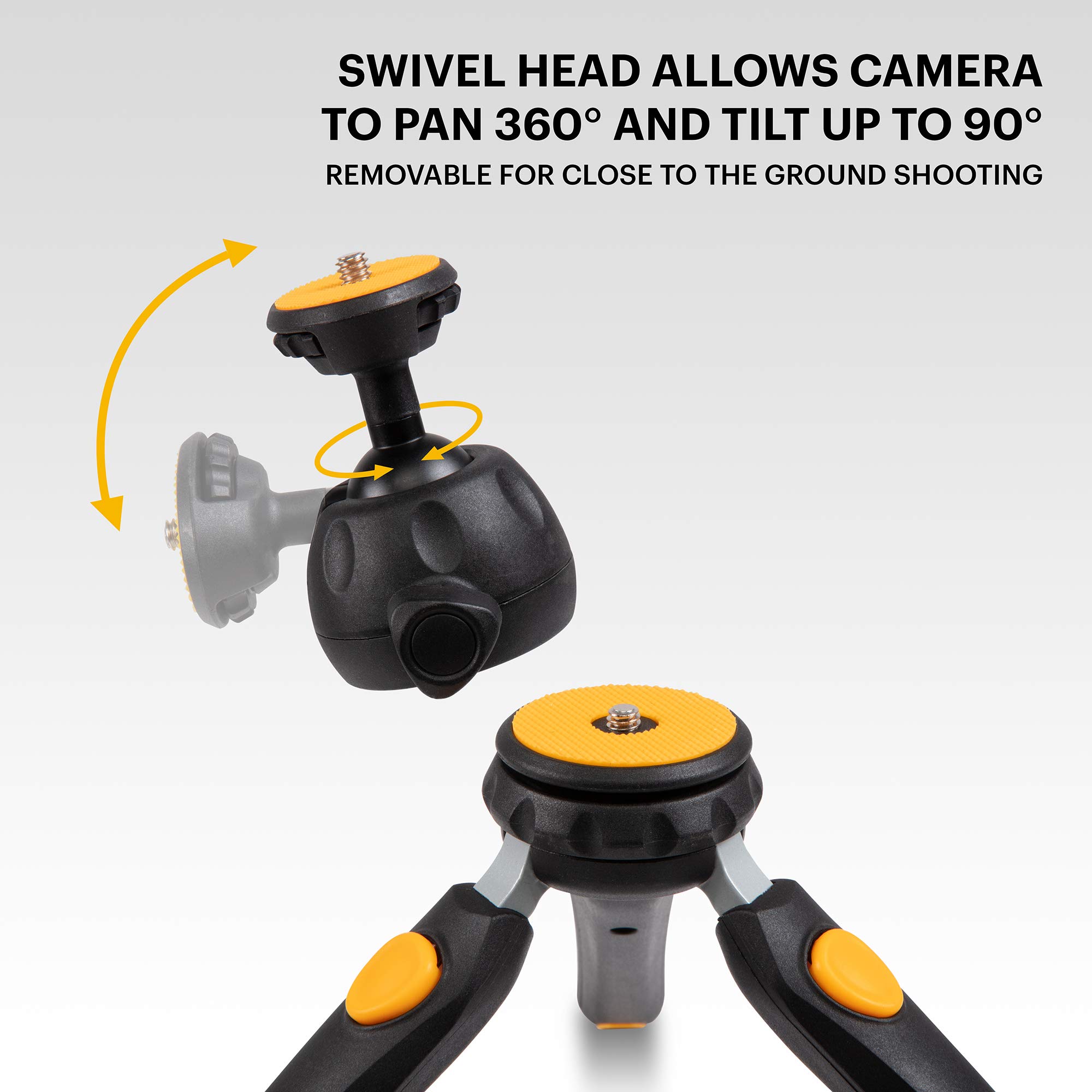 Kodak Mini Tripod for Luma 75, Luma 150, Luma 350 with 360° Ball Head, Adjustable Compact 9” Tabletop Tripod, 5-Position Legs, Rubber Feet, Remote Control, Smartphone & Action Camera Adapters Included
