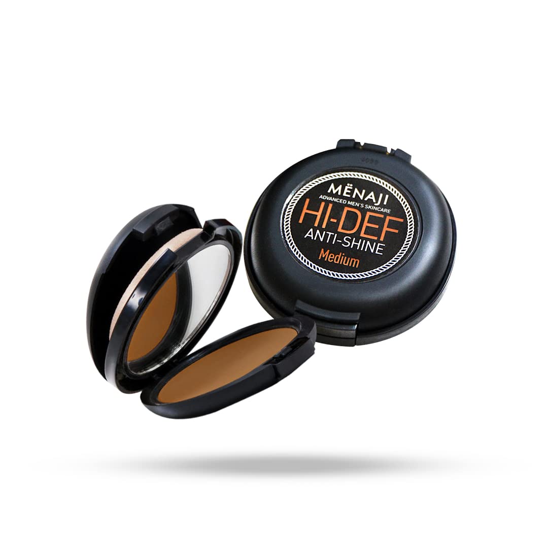 Menaji HDPV Anti-Shine Powder (Medium) | Anti-Shine Face Make-Up for Men | High-Definition Face Powder | Skin-Friendly Face Powder for Men | All-Occasion Face Powder | Contains Vitamin C & E