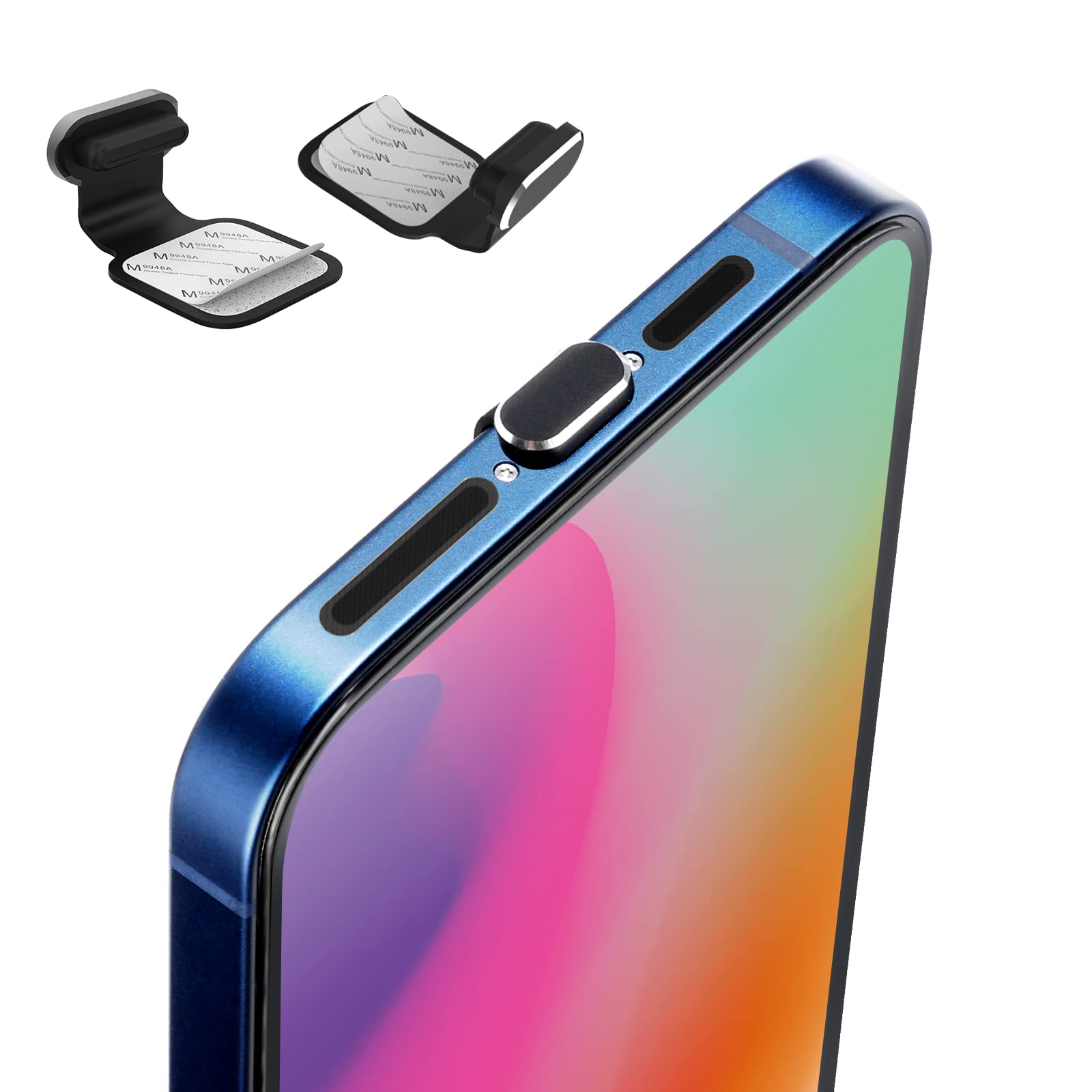 OOTSR iPhone Anti-Lost Dust Plugs for iPhone Lightning Port Protects Charging Port Dust Cover,iPhone Speaker Dustproof Stickers Protector, Mesh Speaker Anti Dust Adhesive Cover sets