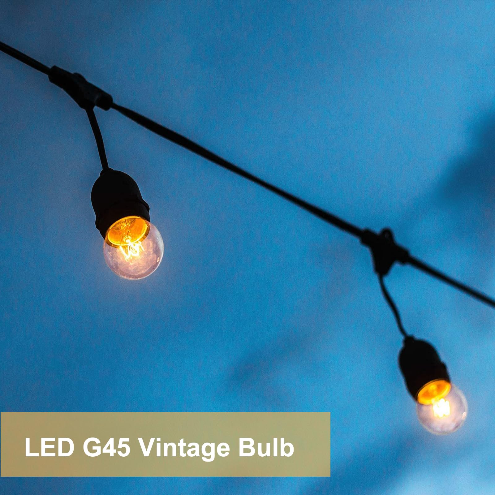 Suncan G14 2W Low Wattage Led Bulb E27, Amber G45 Edison Mini Light Bulb, Equivalent 15 Watt, Warm White 2500k, 150lm, for Chandelier Bathroom Vanity Mirror, Not Dimmable, 2 Pack