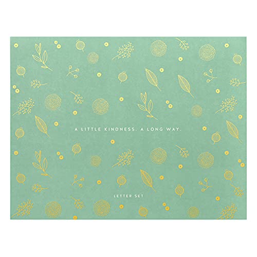 Letter Writing Set - Thyme: Kindness. 20 Blank Writing Sheets and 20 Matching Envelopes with 20 Stickers for Sealing. Storage Box with Magnetic Closure. Gold Foil Detailing by kikki.K