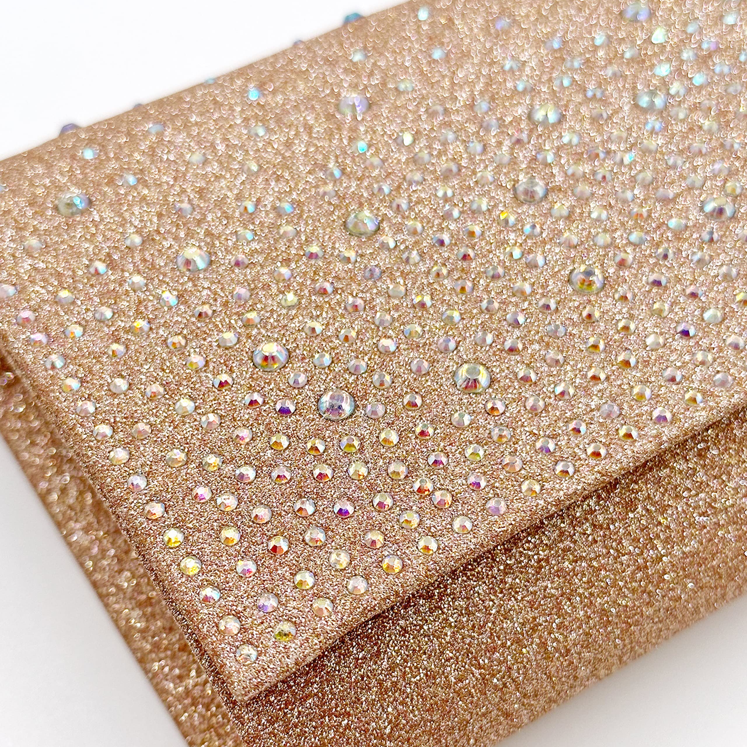 OOTD LAND Womens Evening Bag Glitter Clutch Purse for Wedding Party with Rhinestone (Champagne)