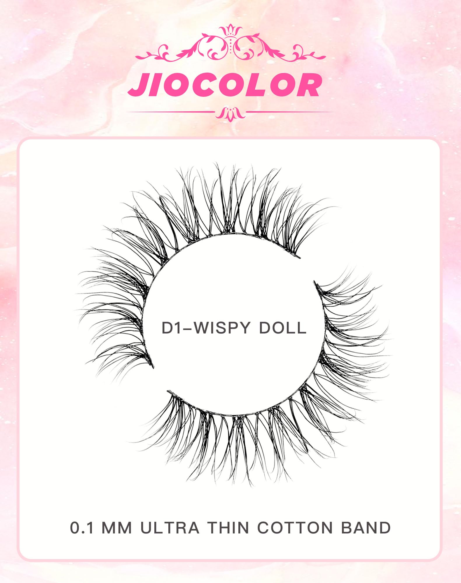Lashes Natural Look, Wispy Eyelashes, Jiocolor False Eyelashes Natural Look, Fluffy Fake Mink Lashes,12 mm Strip Lashes 10 Pairs D1