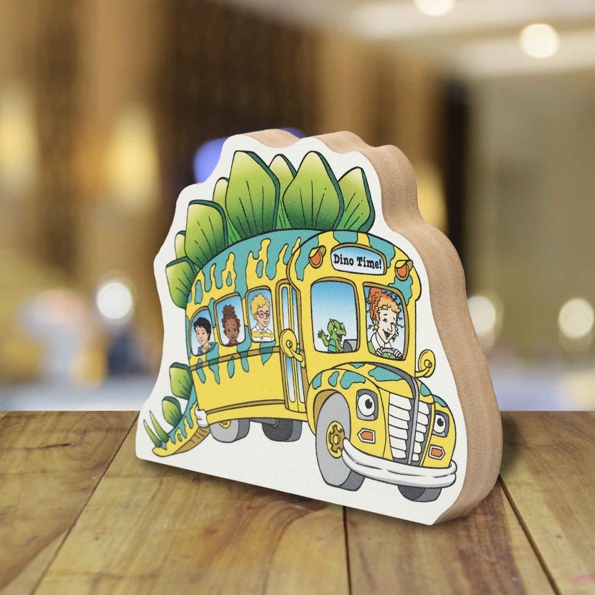Open Road Brands Scholastic The Magic School Bus Dinosaur Bus Wood Block Decor - Fun Magic School Bus Decoration - Great Gift Idea