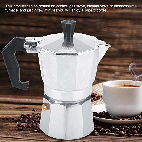 Mocha Pot, Aluminum Classic Espresso Coffee Maker Stove Moka Pot Home Office Use 100ML 2-Cups