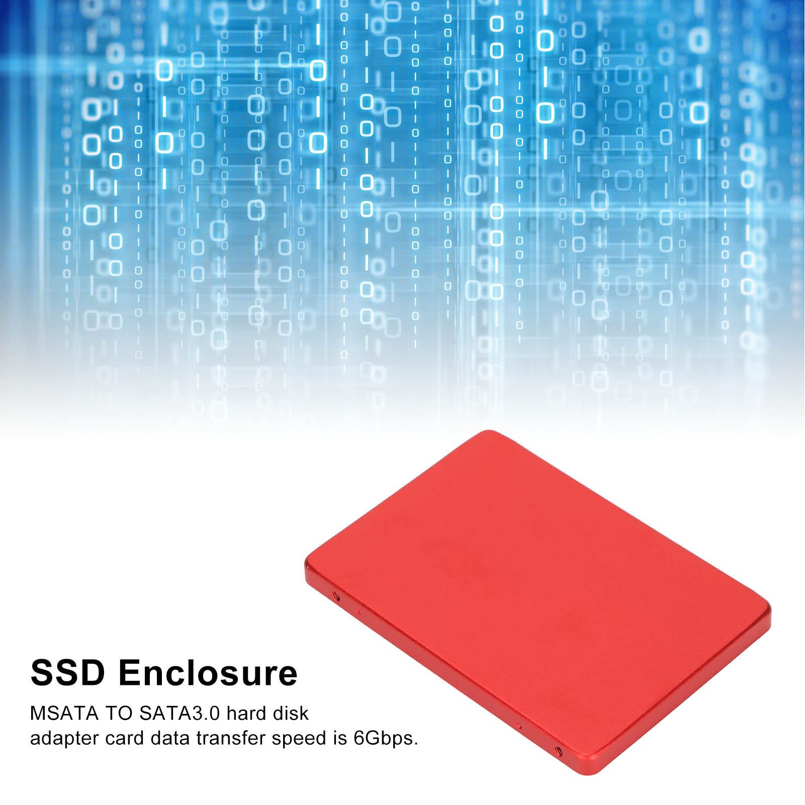 MSATA to SATA3.0 Hard Drive Adapter Card, Aluminum SSD Adapter Enclosure High Heat Dissipation for Home for Desktop Computer Red
