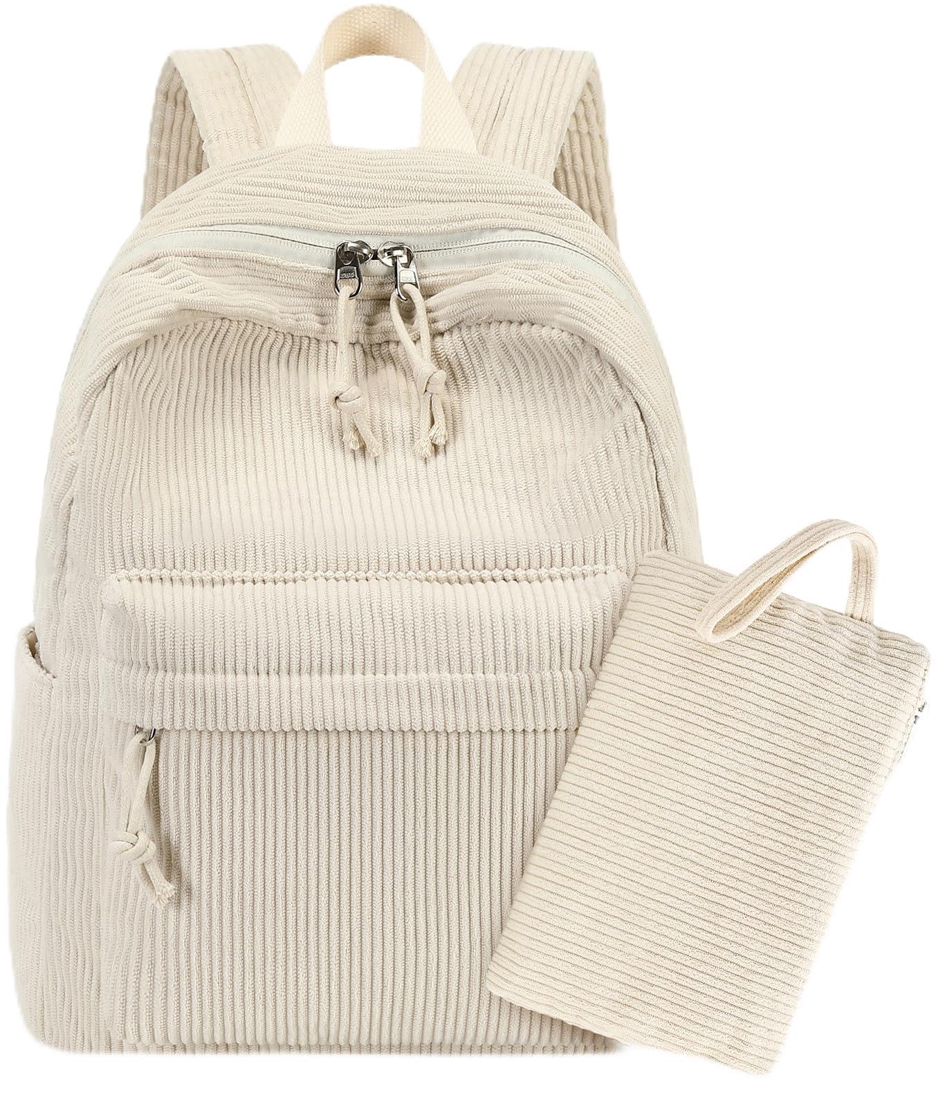 LEDAOU Mini Backpack Women Girls Corduroy Casual Bookbags Cute Small Backpack Purse Fashion Lightweight Daypack School Travel Bag 2PCS
