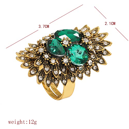 Otxas Gold Snake Ring Adjustable Punk Snake Ring for Women Boho Stacking Rings Set Vintage Goth Silver Snake Ring Jewelry (green1)