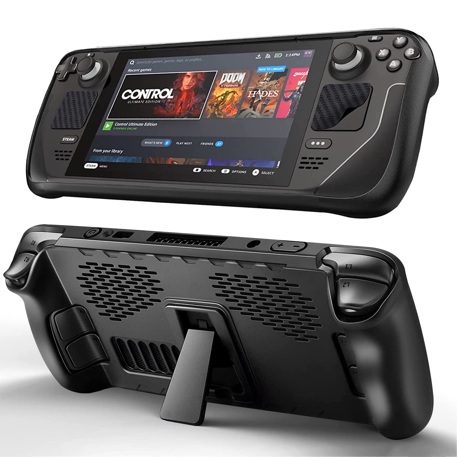 Meboyz Kickstand Protective Case for Steam Deck, PC0102 TPU Cover Protector with Stand Base, Protective Cover Case Compatible with Vavle Steam Deck Shock-Absorption