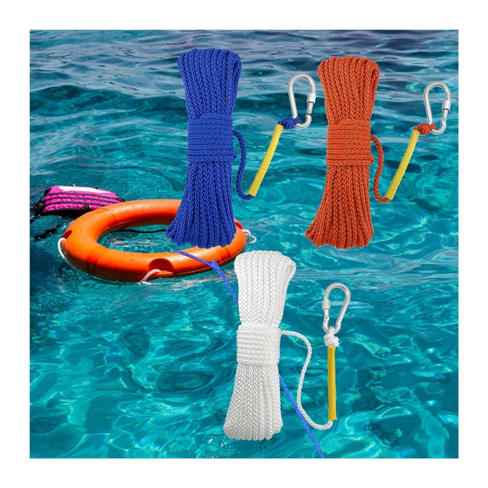 MEFESE Fishing Nylon Rope, with Spring Hook for Magnet Fishing Crafting Boat Anchor