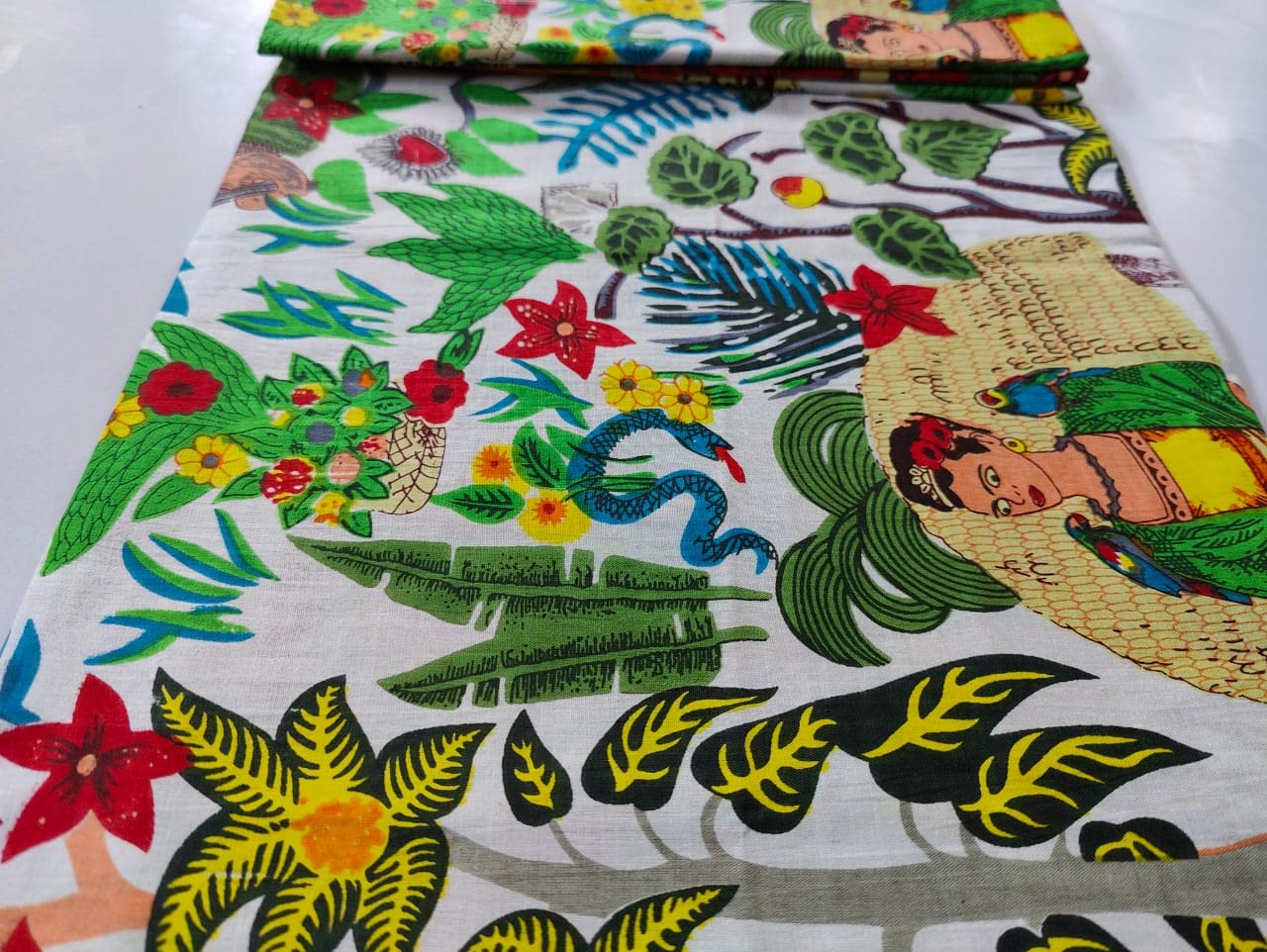 Kalap 5 Yard Indian Print Cotton Fabric by Yard Hand Block Print Cotton Fabric Indian Cotton Fabric Dress Making Unstitched Fabric (5 Yard White) (1 Yard)