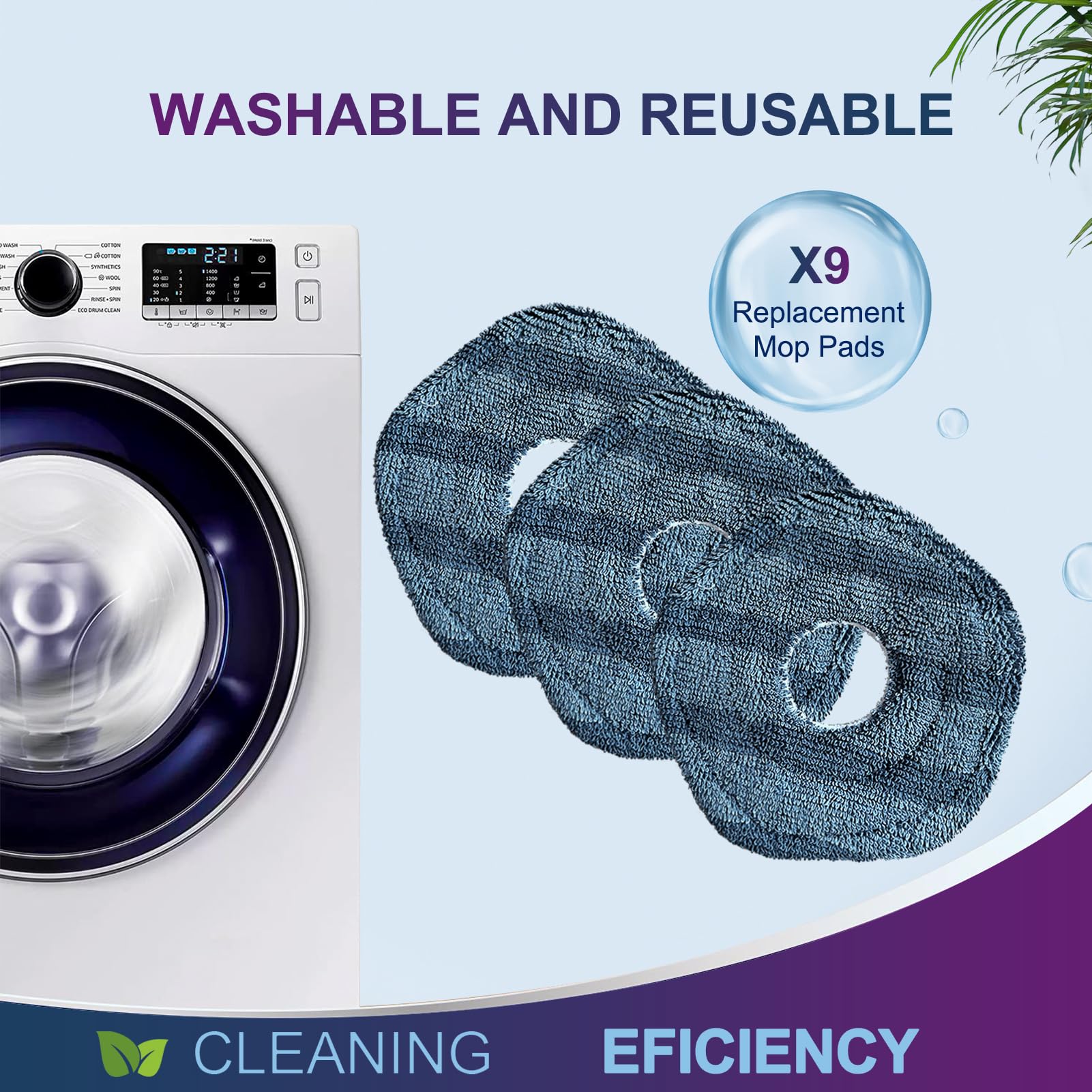 Replacement Washable Mopping Cloth Mop Pads Compatible with Eufy X10 Pro Omni and Eufy X9 Pro Robot Vacuums Cleaner Mops Accessory,9-Pack Reusable Mop Pads