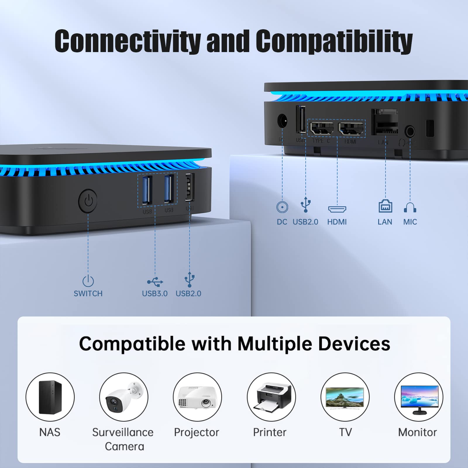 KAMRUI AK1PRO Mini PC, Mini Desktop Computers 16GB RAM 512GB SSD Intel Celeron N5105 Processor Support 4K UHD, LAN, WiFi/BT for Daily Use/Business