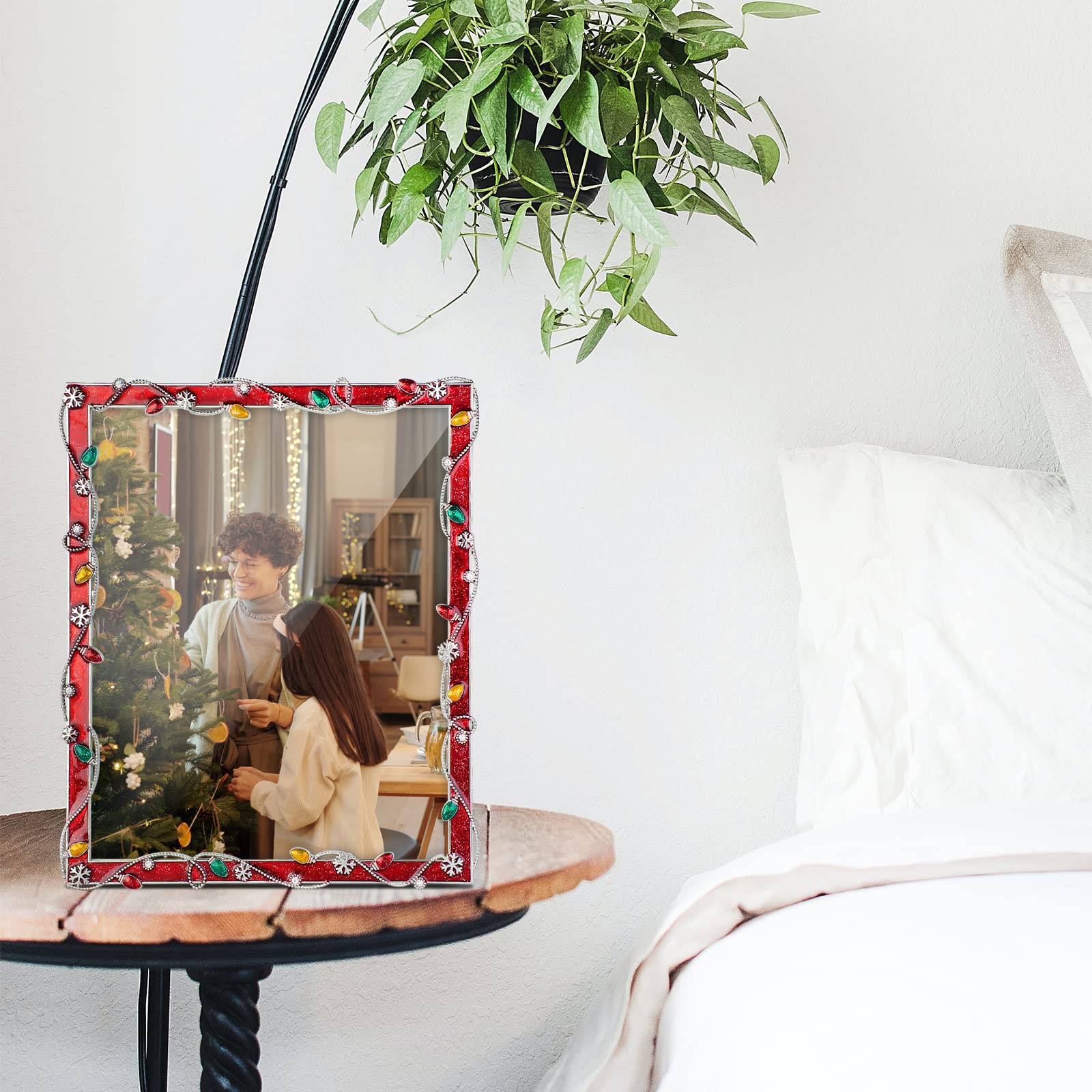 LARAINE Picture Photo Frame 8x10 Metal 2023 Christmas High Definition Glass Display Pictures for Tabletop Home Decorative Holiday Gift (Red,8x10)