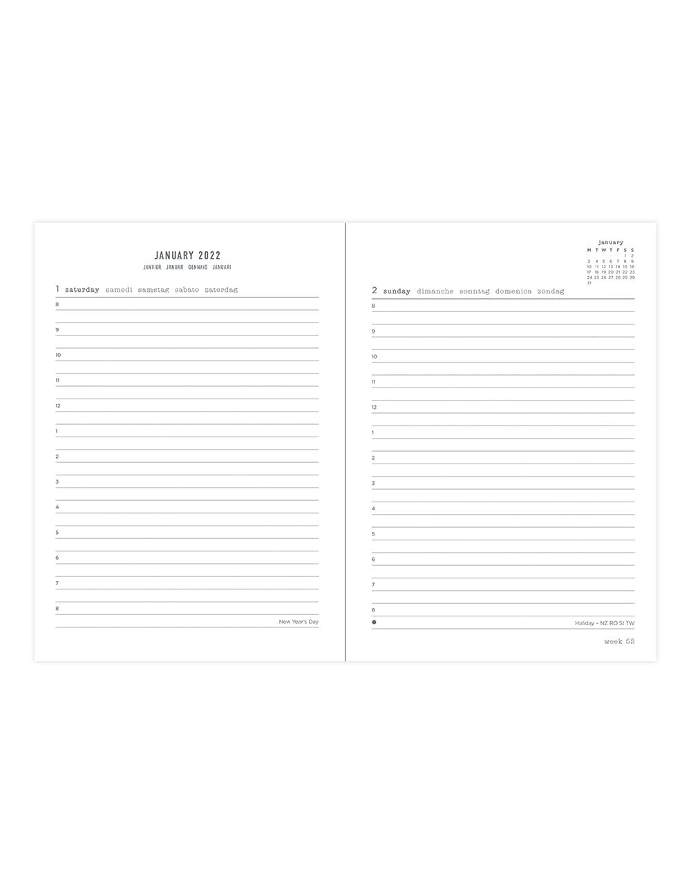 Letts Eco Writers A6 day to a page with appointments 2022 black kraft diary