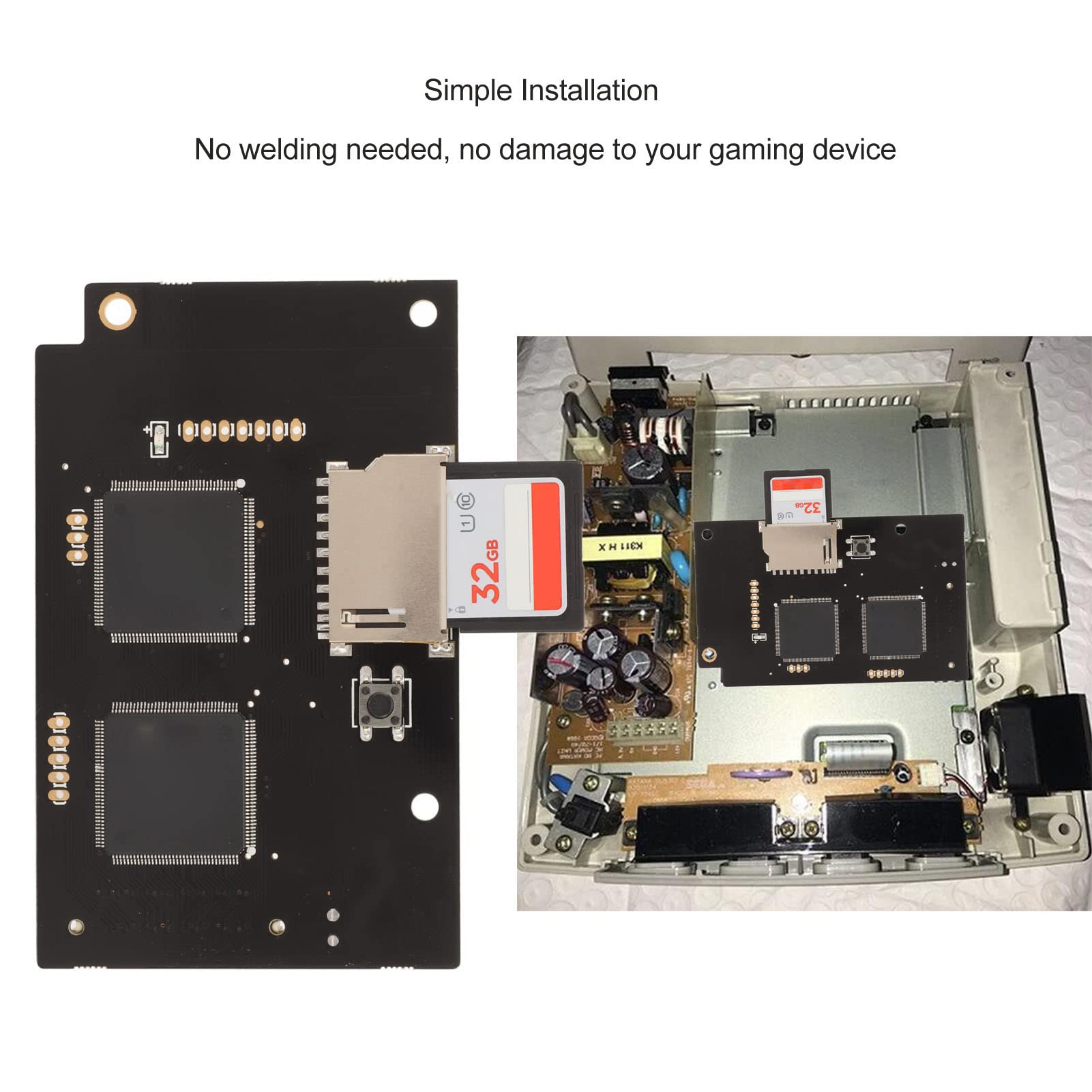 Optical Drive Simulation Board, V5.15b Replacement Optical Circuit Board for SEGA Dreamcast VA1 with 32GB Storage Card, Quick Install
