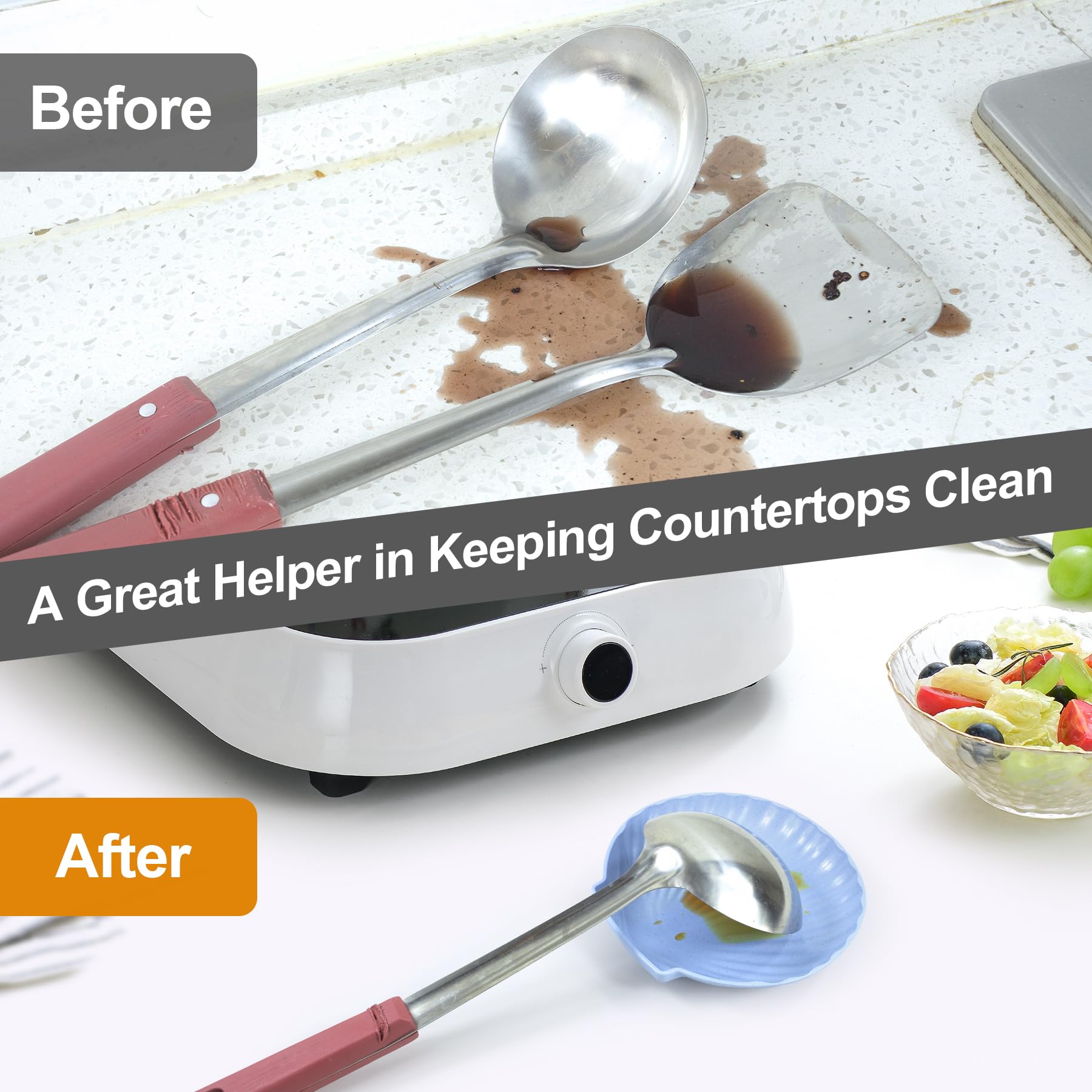 ZRIFAQESW Spoon Rest for Stove Top, 5.7 Inch Spoon Rest for Kitchen Counter, Cooking Spoon Holder for Stove, 2 PCS Coffee Spoon Rest Set, Small Plastic Plates, Kitchen Gadgets Small Appetizer Plates