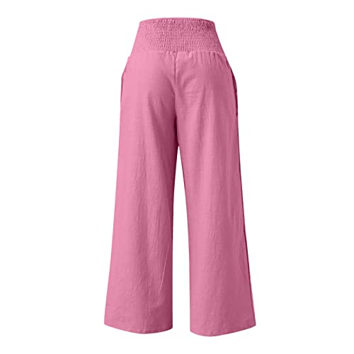 SMIDOW Wide Leg Palazzo Pants for Women Casual Loose Comfy High Waisted Straight Leg Pant Trousers with Pockets