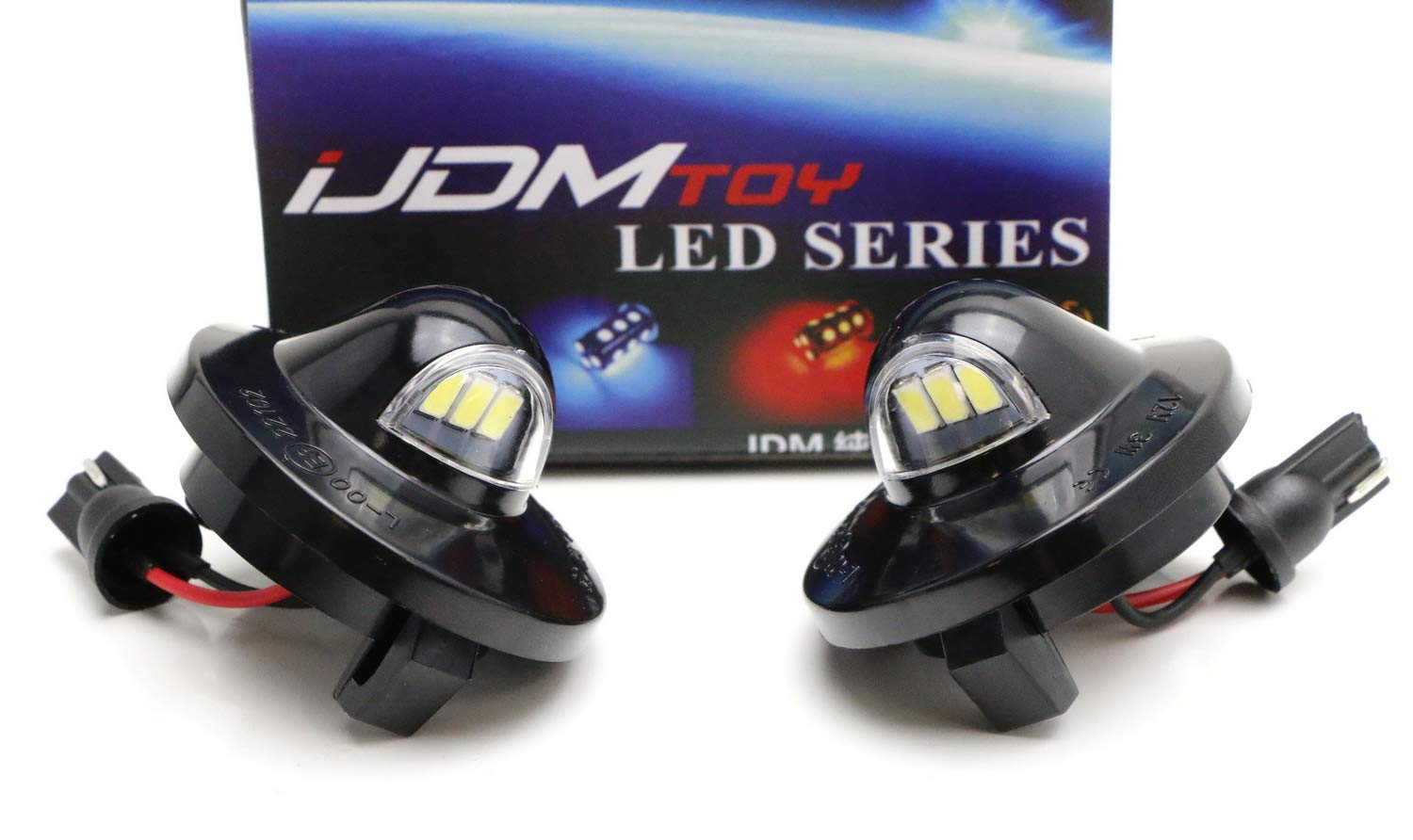 iJDMTOY OEM-Fit 3W Full LED License Plate Light Assembly Kit Compatible with Ford F150 Ranger Raptor Explorer Sport Trac, Powered by 3pcs Xenon White LED Diodes